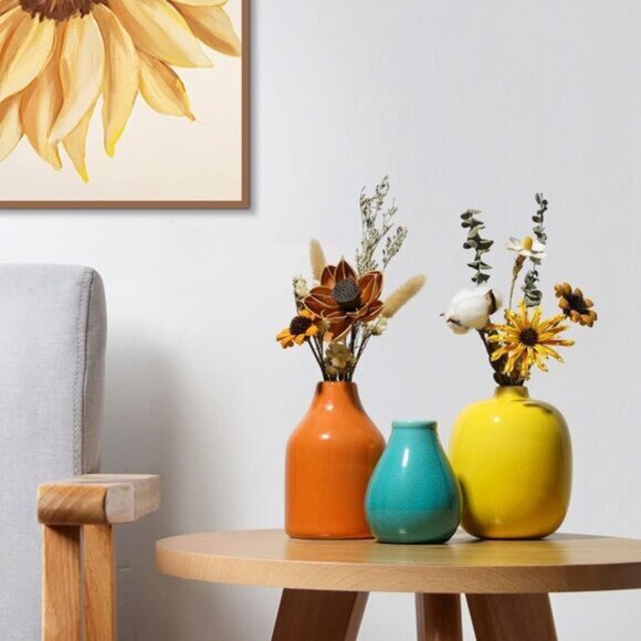 Accents | New Set Of 3 Ceramic Vases Colourful Decorative Vases For ...